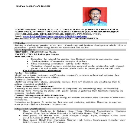 Cv of satya narayan barik | DOCX