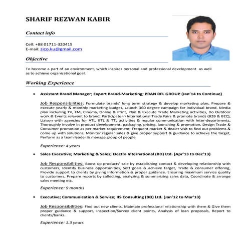 CV of Sharif Rezwan Kabir | PDF