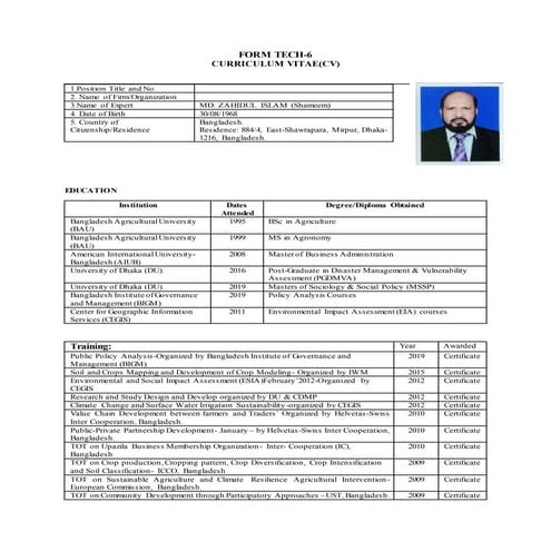 Cv of zahidul islam | DOCX