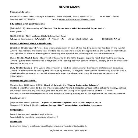 Cv oliver james | DOCX