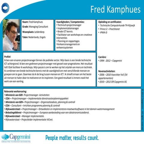 Cv one page fred kamphues 2012 | PPTX
