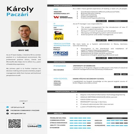 Cv Paczari Karoly Eng_2015 | PDF | Business Administration | Business