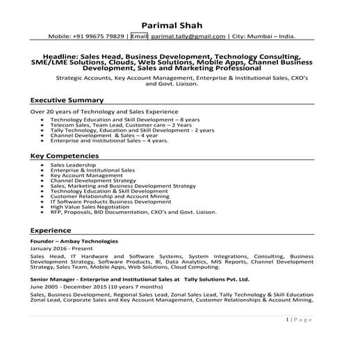 Resume - Parimal Shah | PDF