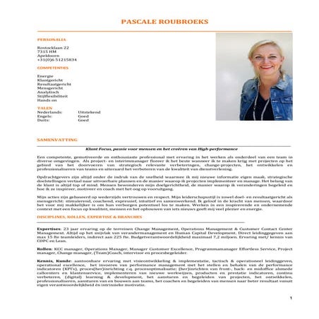 CV Pascale Roubroeks | PDF