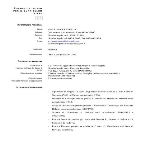 Cv patrizia trapella aggiornato 15 marzo 2015 2 | PDF