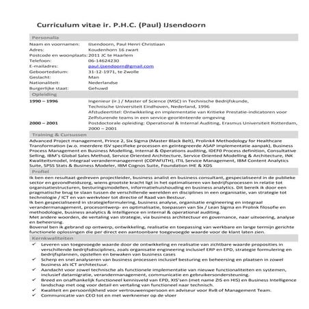 CV Paul IJsendoorn [dutch] | PDF