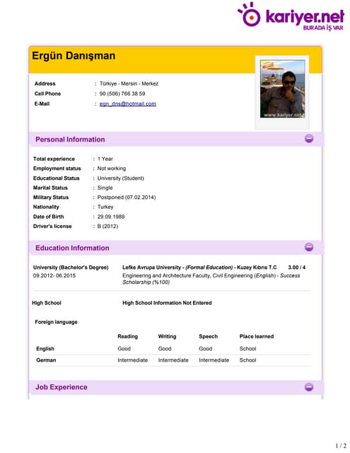 HALİL ÖZKAN CV 125680 CIVIL ENGINEERING | PDF