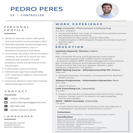 CV Pedro Peres | PDF | Technology & Computing