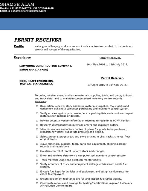 CV MUTHURAJ MUTHIAH SAFETY OFFICER WORK PERMIT RECEIVER ROAD SAFETY OFFICER HEAVY EQUIPMENT ...