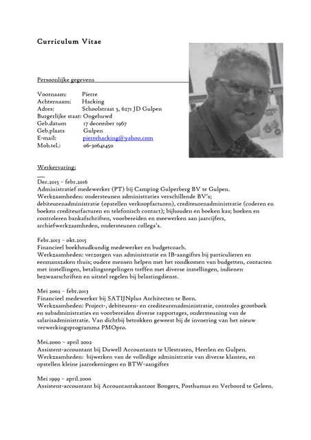CV Eric Hulsker 2016 | DOCX | Business Accounting & Finance | Business
