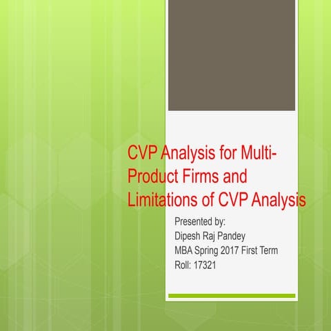 CVP Analysis for Multi-Product Firms and Limitations of CVP Analysis | PPT