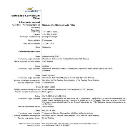 Cv presidente luis gomes | PDF