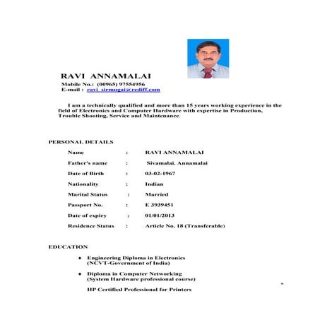 Cv Ravi | PDF