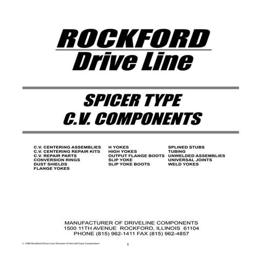 Cv repair spicer | PDF | Commercial Trucks | Auto Body Styles