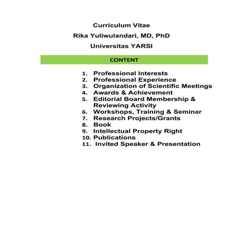Cv rika yuliwulandari md ph d 2019 | PDF