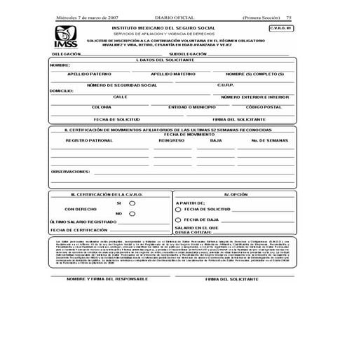 Cvro01 formato de solicitud | PDF