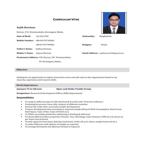 Cv Sajib Barman | PDF