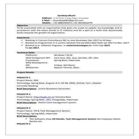 Cv sandeep 2.3yr_exp_java,spring | PDF