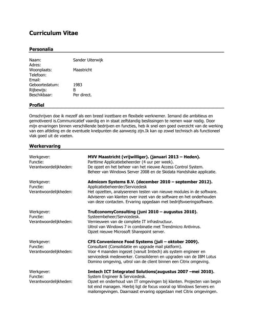 Cv denise van den berg 2014 | PDF