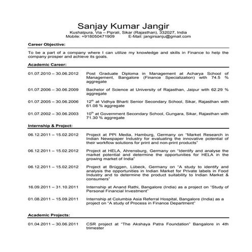 Cv Sanjay Jangir | PDF
