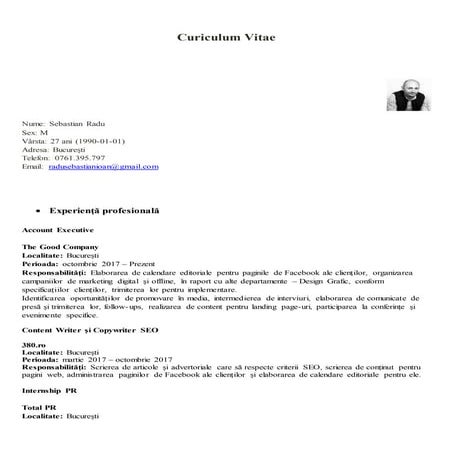 Sebastian Radu - CV | DOCX