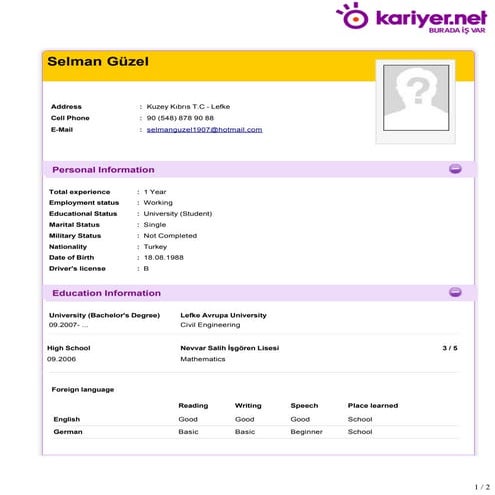 Cv selman guzel_108463682 | PDF