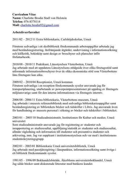 CV Robert Tingström | PDF