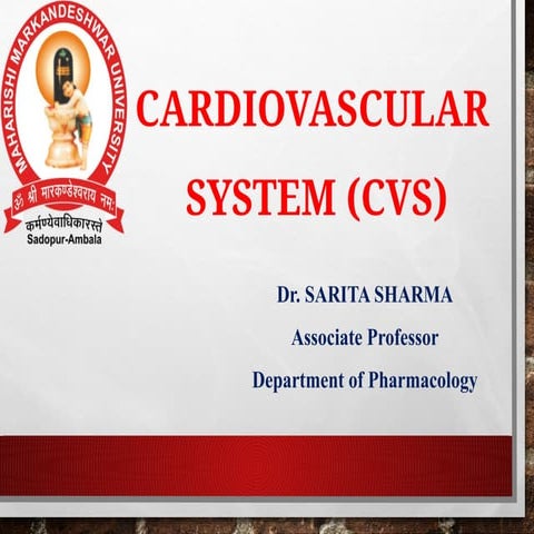 CVS INTRO.pptx therapeutics Cardiovascular disease | PPTX