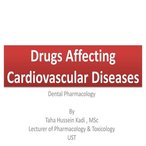 Cardiovascular Pharmacology | Definition | Disorders | Drugs | PPTX