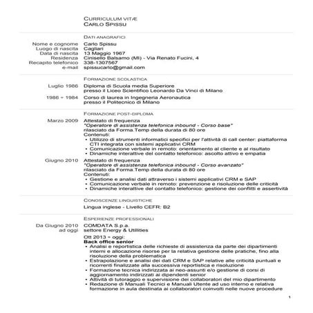 Cv spissucarlo | PDF
