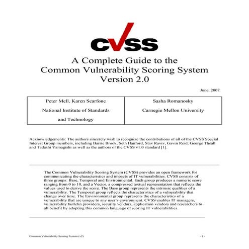 Cvss guide file | PDF | Computing | Technology & Computing
