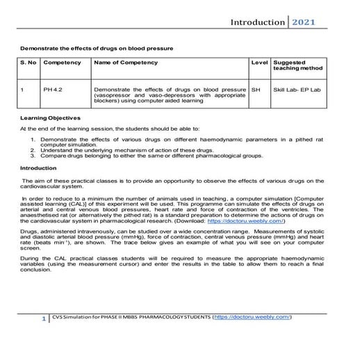 CVS simulation introduction | DOCX