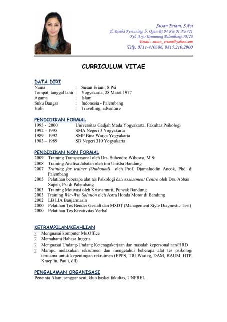 Contoh Curriculum vitae (CV) | DOCX