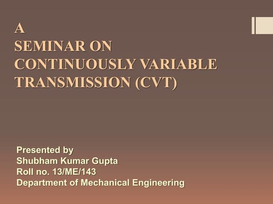 Study of Infinitely Variable Transmission | PPTX