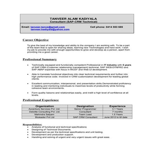 Cv tanveer alam | DOC