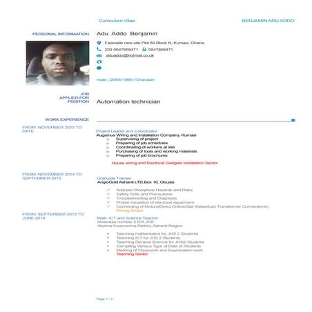 Cv tbenjamin | PDF