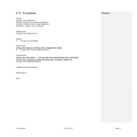 Cv template greywide notes | PDF