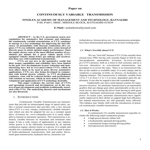 Cvt by , tushar kotwal | DOC