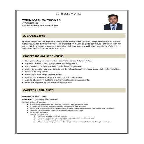 Cv tobin sales coordinator | PDF