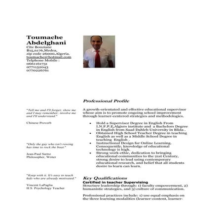 Toumache Abdelghani's Resume | PDF