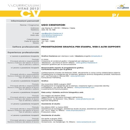 Cv Ugo Cristofori 2012 | PDF | Computing | Technology & Computing