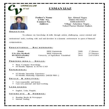 Cv usman ijaz nagra | DOCX