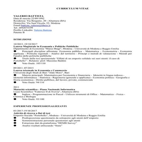 CV Valerio Battista | PDF