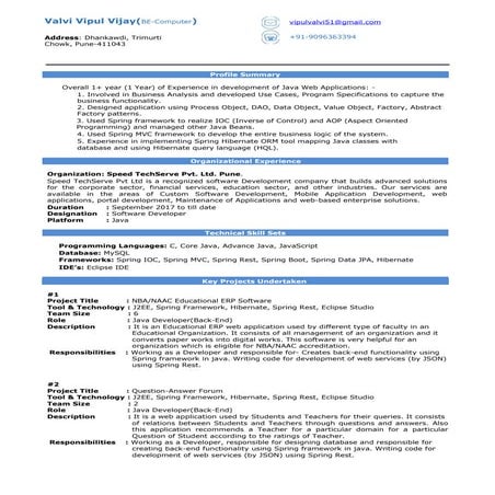 Cv vipul valvi_java_developer | PDF