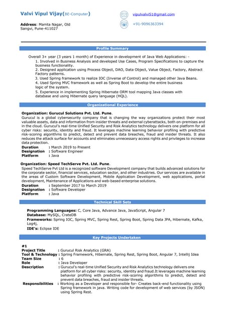 Cv vipul valvi_java_developer | PDF | Web Development | Internet