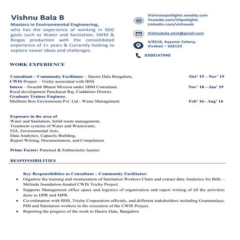 Resume - Vishnu Bala B | PDF
