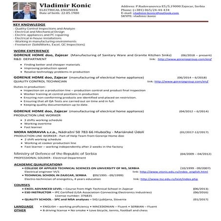 Cv vladimir konic | PDF