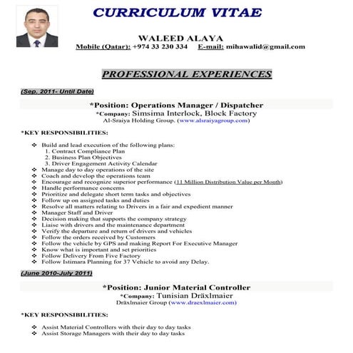 Cv waleed | PDF | Logistics | Business