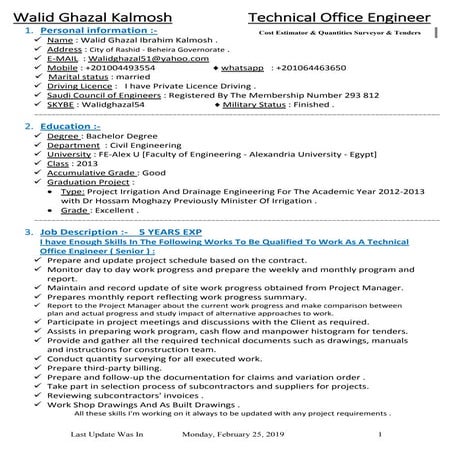 Cv walid english 25-2-2019 | PDF
