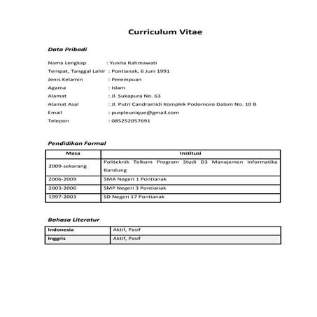 CV Yunita Rahmawati | DOCX